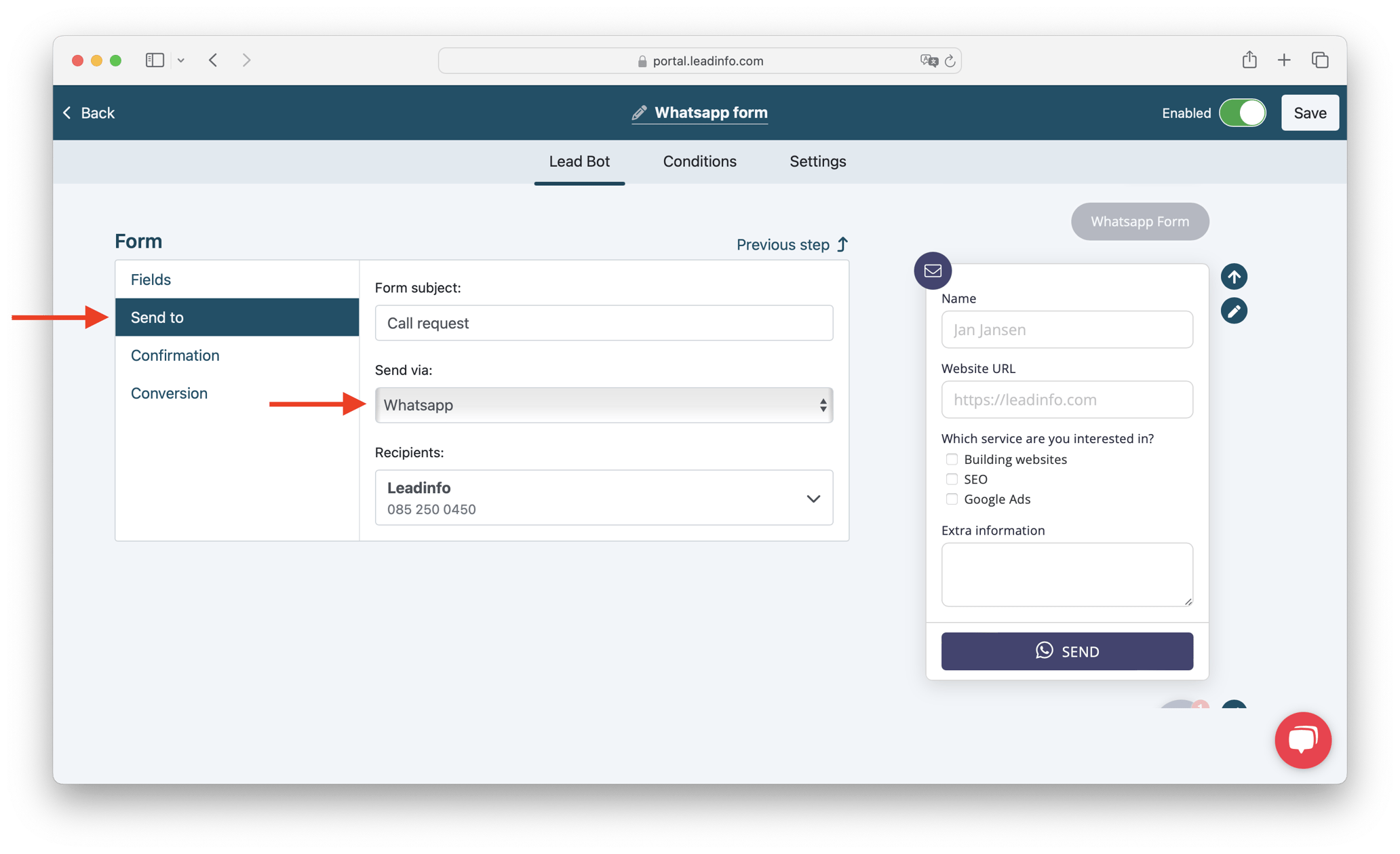How to set up WhatsApp forms