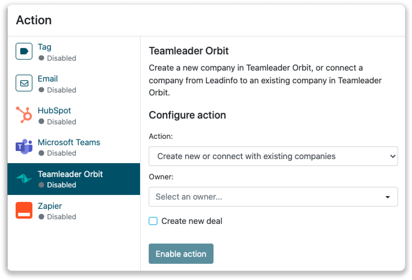 Teamleader Orbit integration