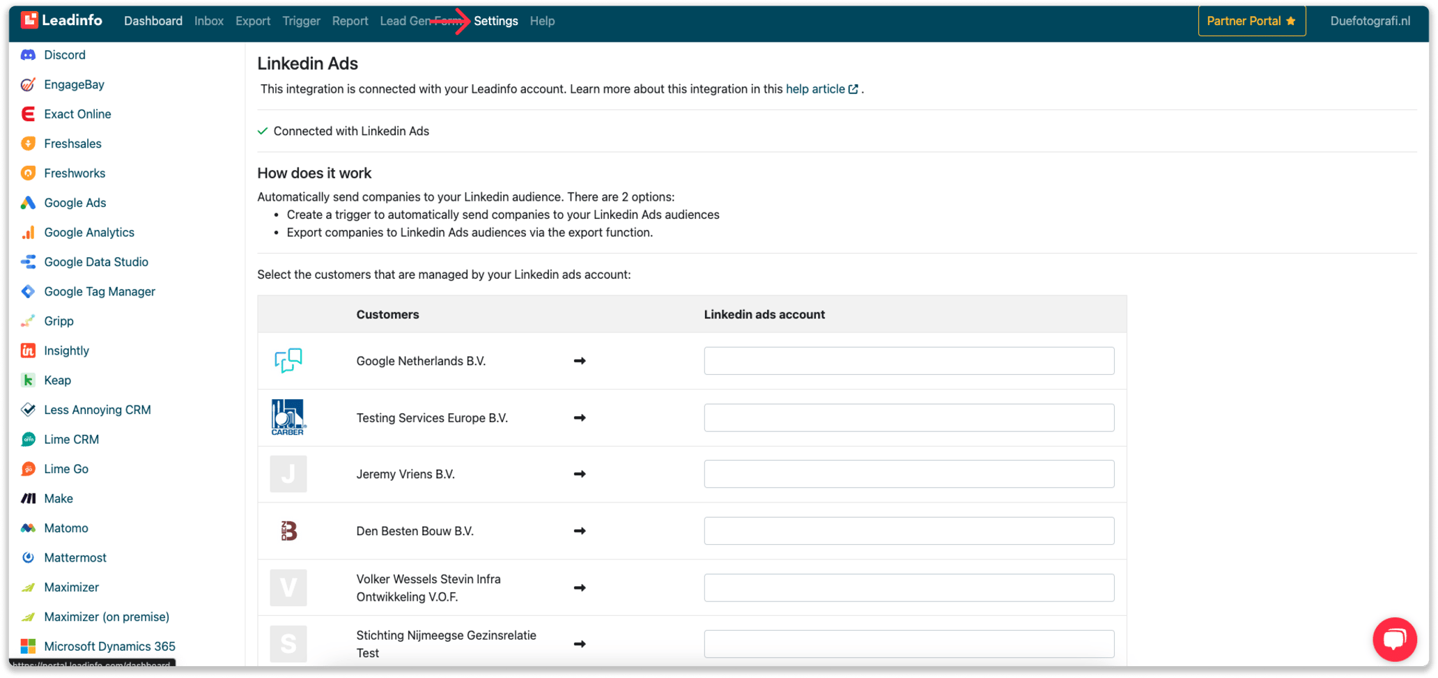 Manage LinkedIn Ads as Leadinfo partner